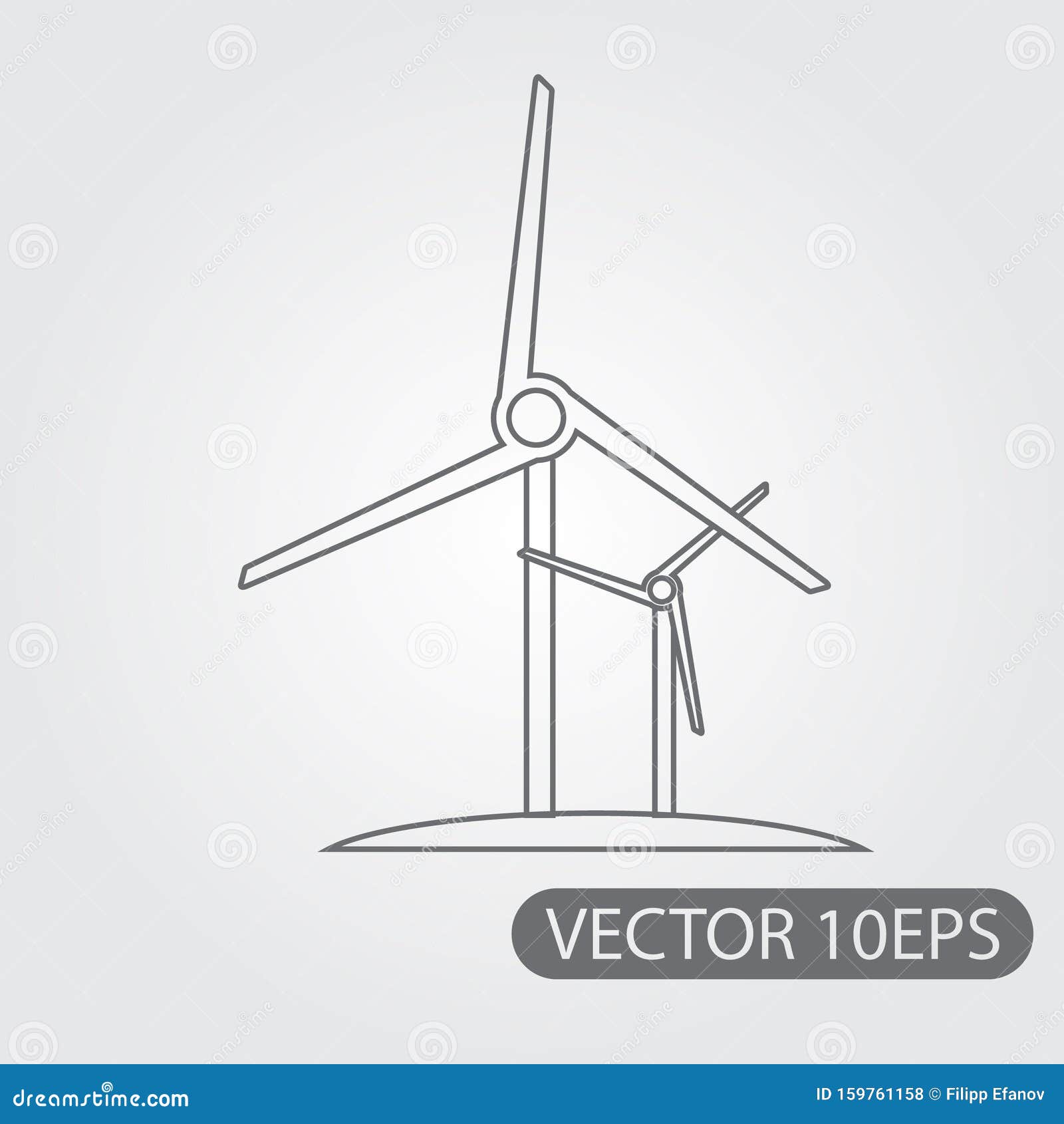 Windmill Icon Black and White Outline Drawing. Modern Technologies ...