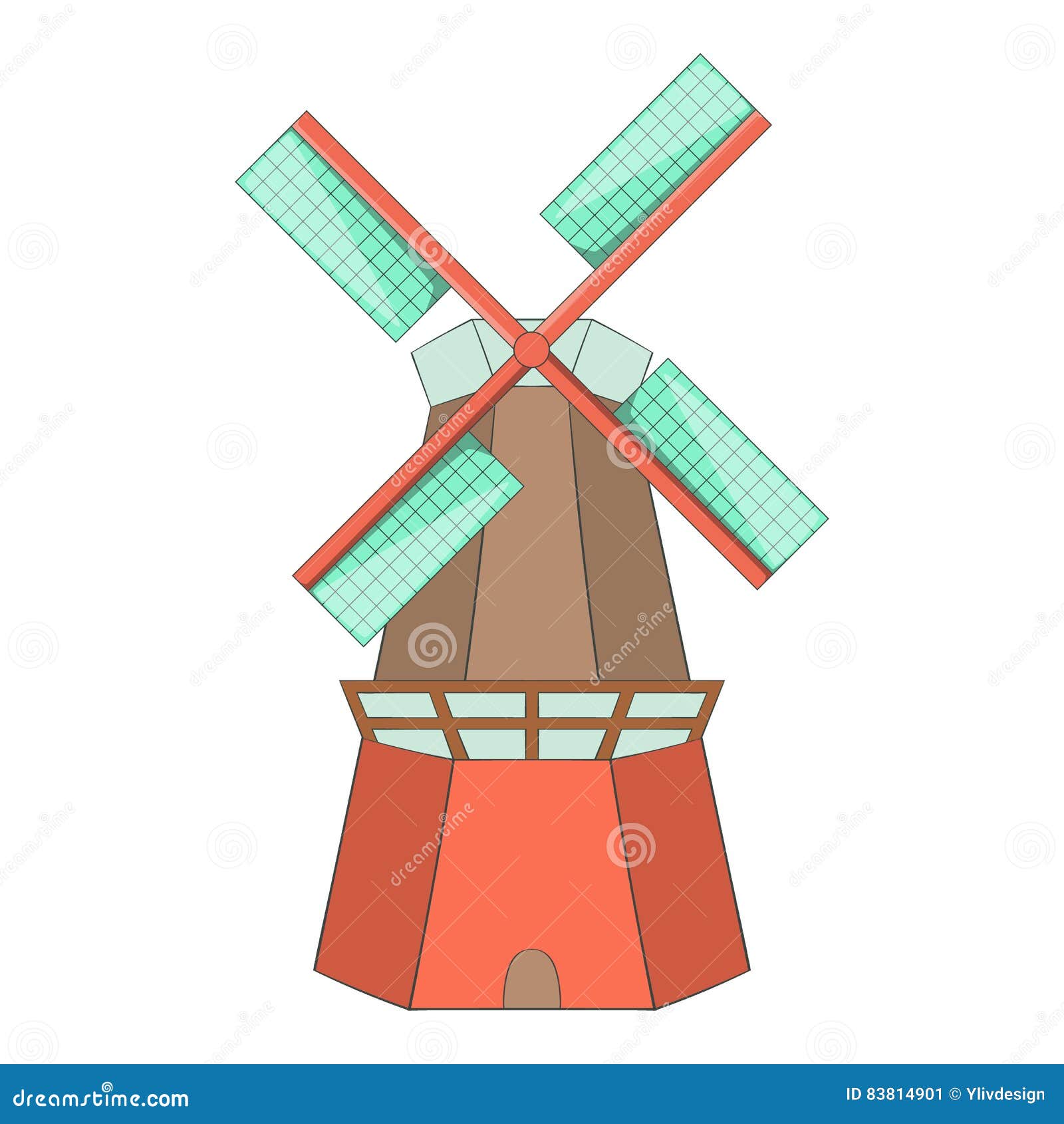Windmill Icon, Cartoon Style Stock Vector - Illustration of farm ...