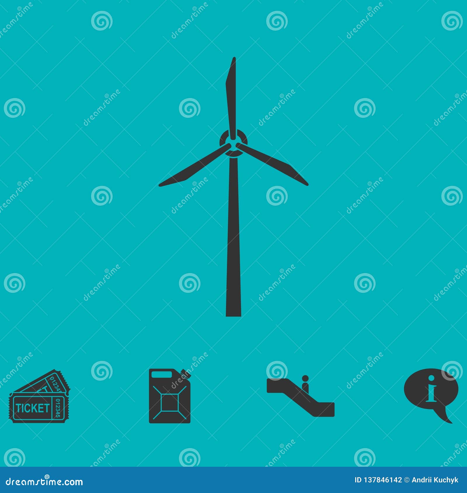 Windmill icon flat stock vector. Illustration of environment - 137846142