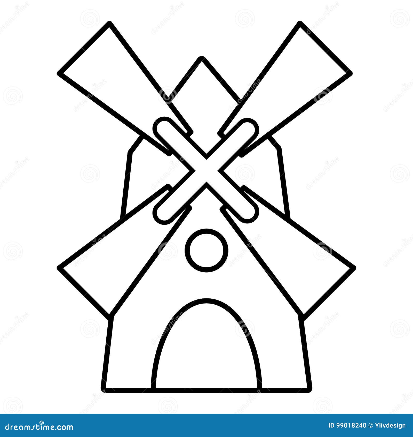 Windmill Icon , Outline Style Stock Vector - Illustration of rotor ...