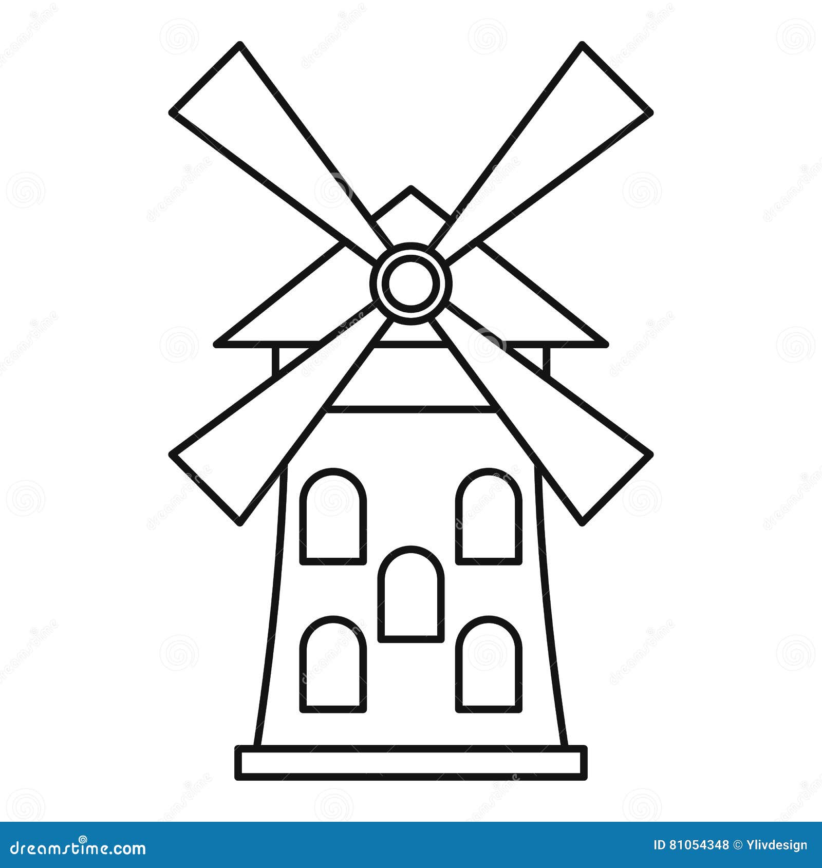 Windmill Icon, Outline Style Stock Vector - Illustration of power ...