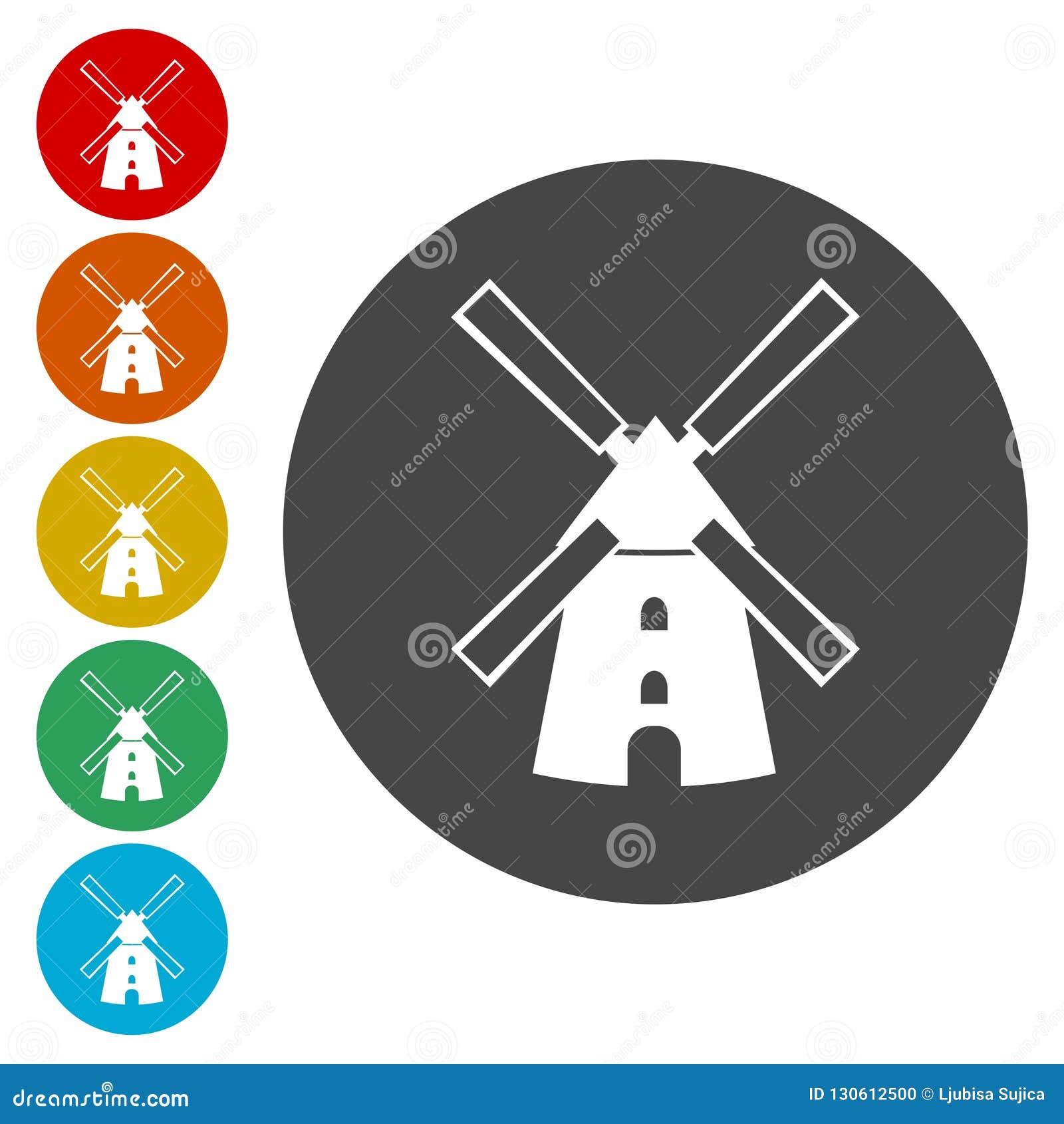 Windmill icon set stock vector. Illustration of cute - 130612500