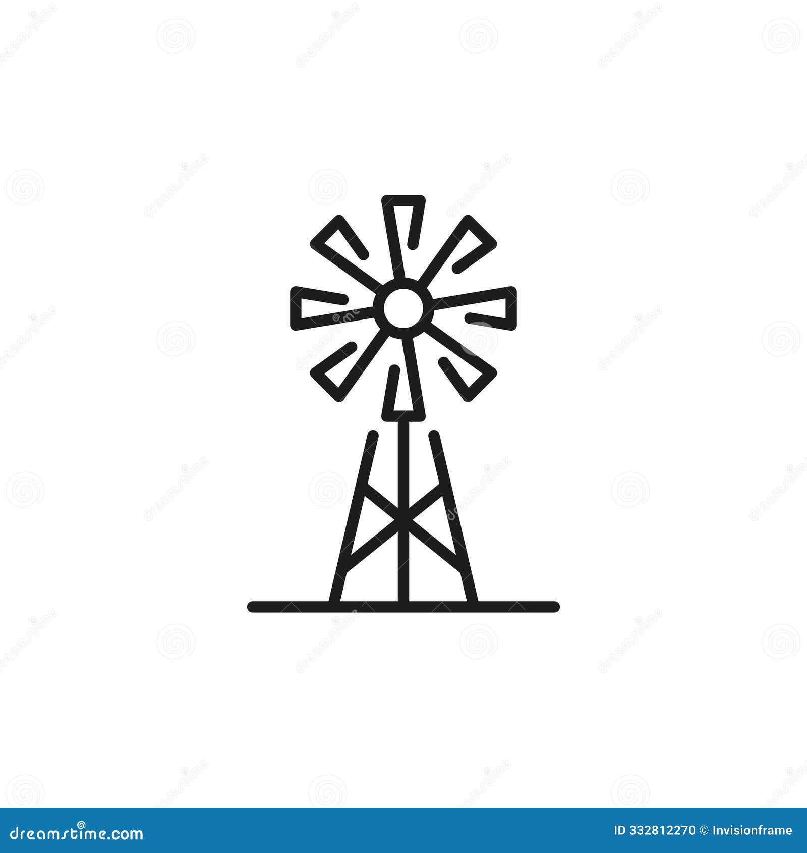 Windmill Line Icon stock illustration. Illustration of movement - 332812270