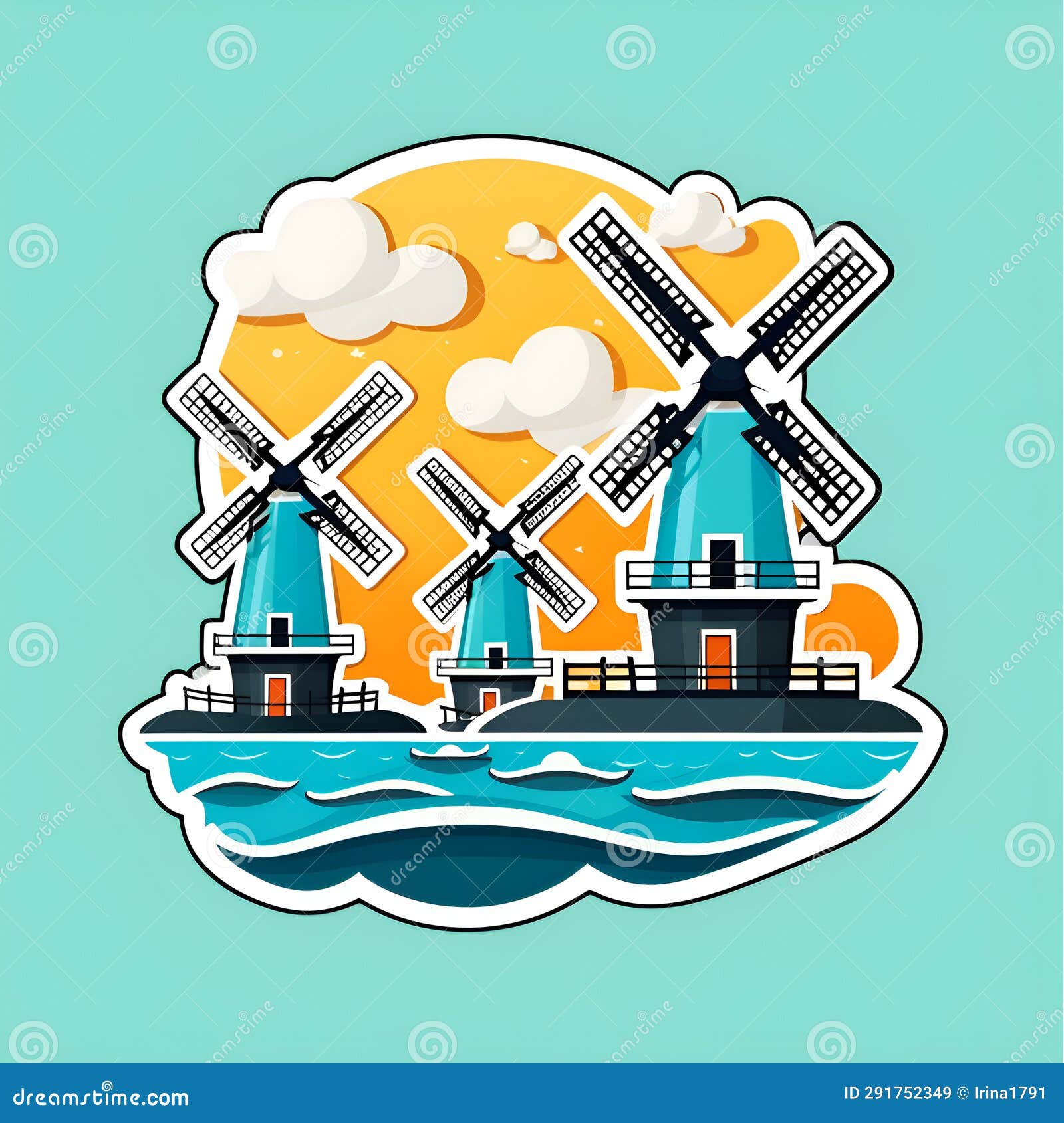 Windmill Icons. Clean Electricity Concept Stock Illustration ...