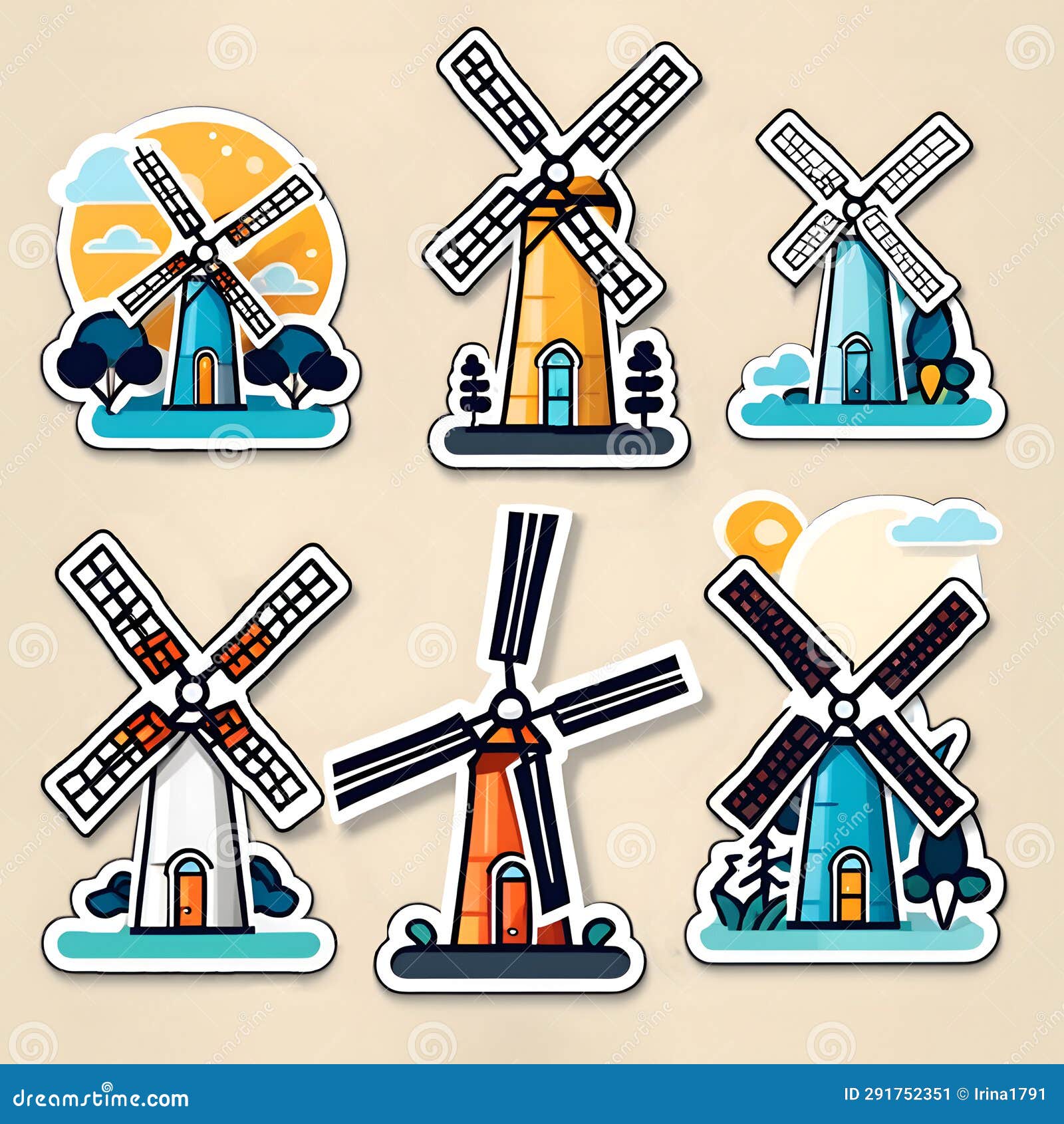 Windmill Icons. Clean Electricity Concept Stock Illustration ...