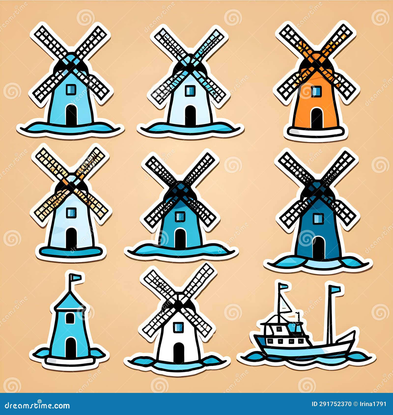 Windmill Icons. Clean Electricity Concept Stock Illustration ...