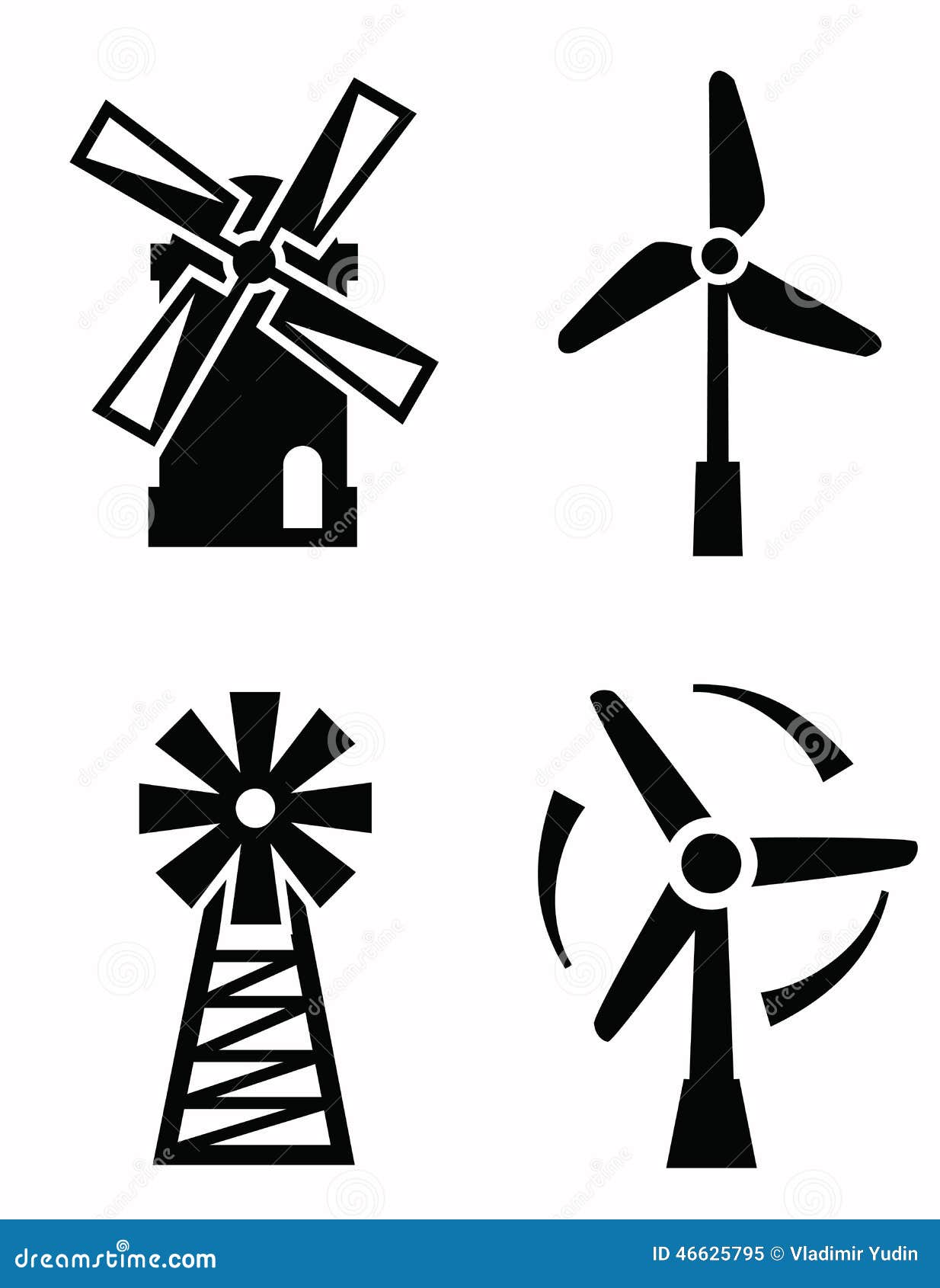 Windmill icons stock vector. Illustration of countryside - 46625795