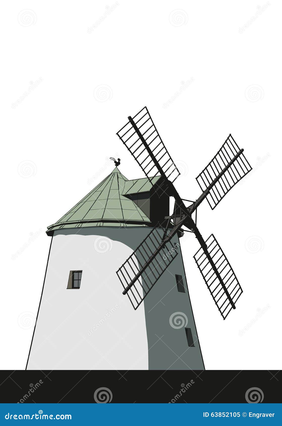 Windmill illustration stock vector. Illustration of cereal - 63852105