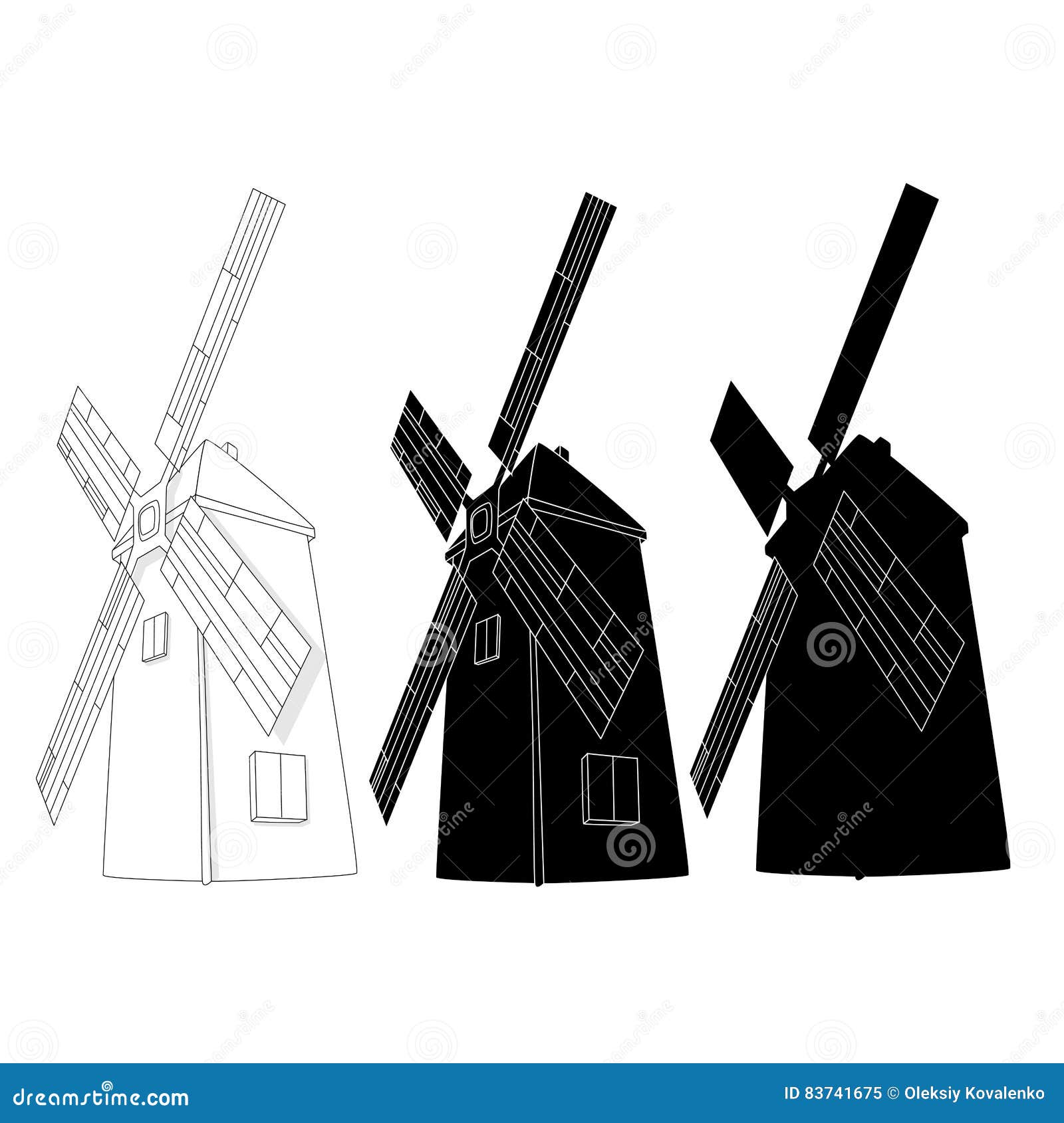 Windmill Illustration. Retro. Vector. Stock Vector - Illustration of ...