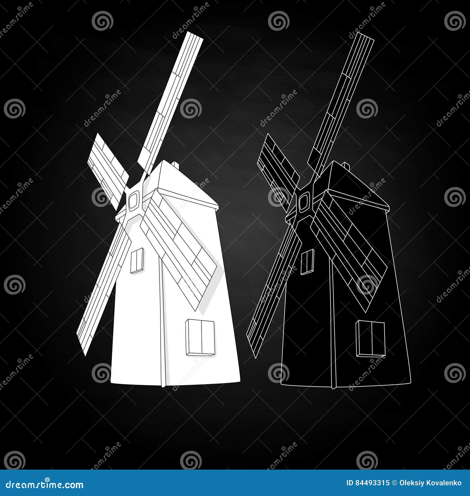 Windmill Illustration. Retro. Vector. Stock Vector - Illustration of ...