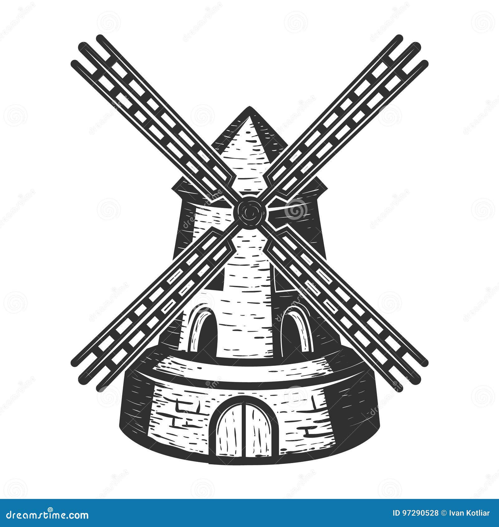 Windmill Isolated On White Background. Design Elements For Logo, Label ...