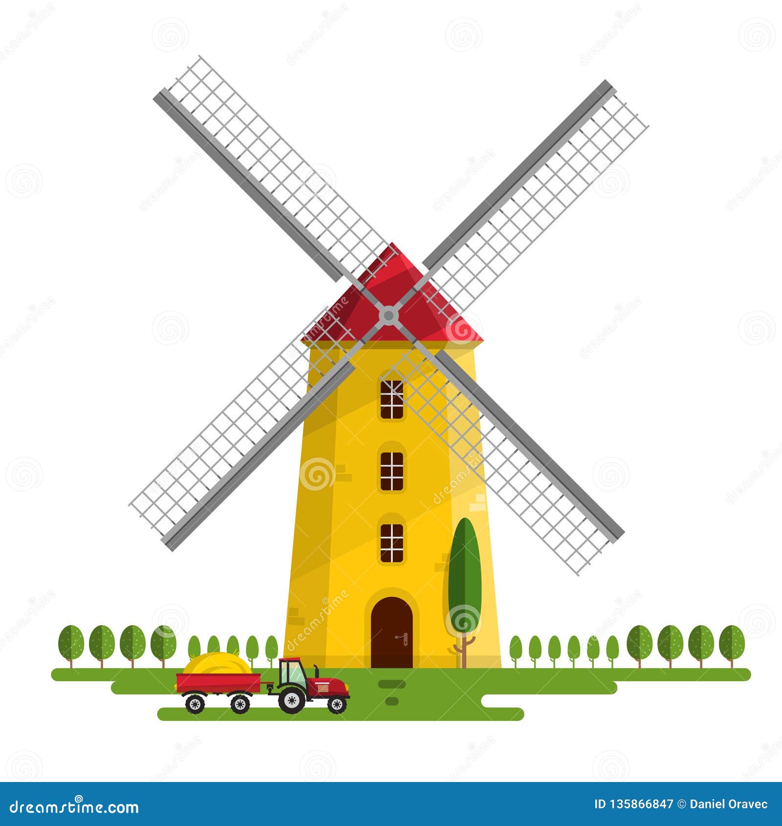 Windmill Isolated on White Background Stock Vector - Illustration of ...