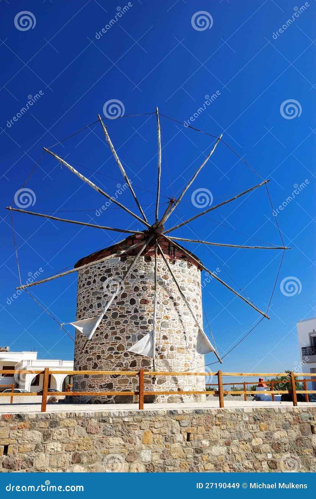 Windmill in Kos stock image. Image of stone, greece, architecture ...