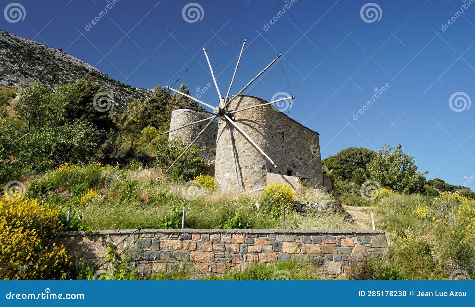 Windmill on Lasithi Plateau, Crete Stock Photo - Image of plateau ...