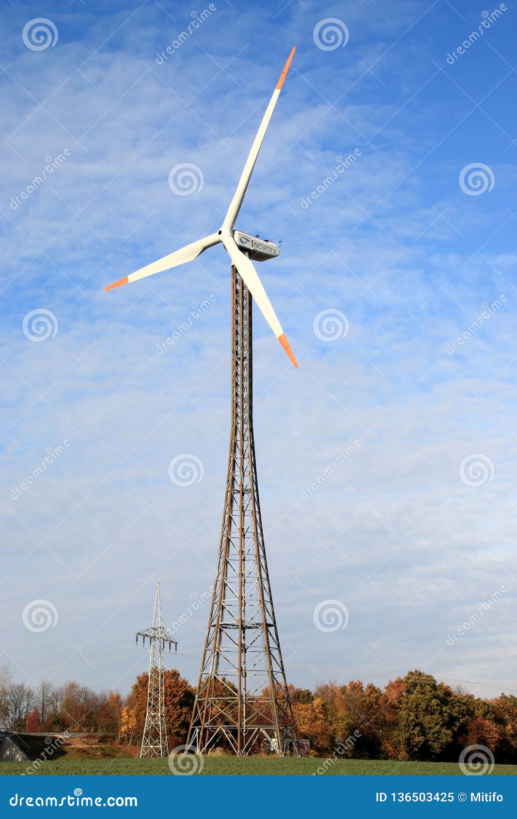 Windmill on lattice mast stock image. Image of liberalization - 136503425