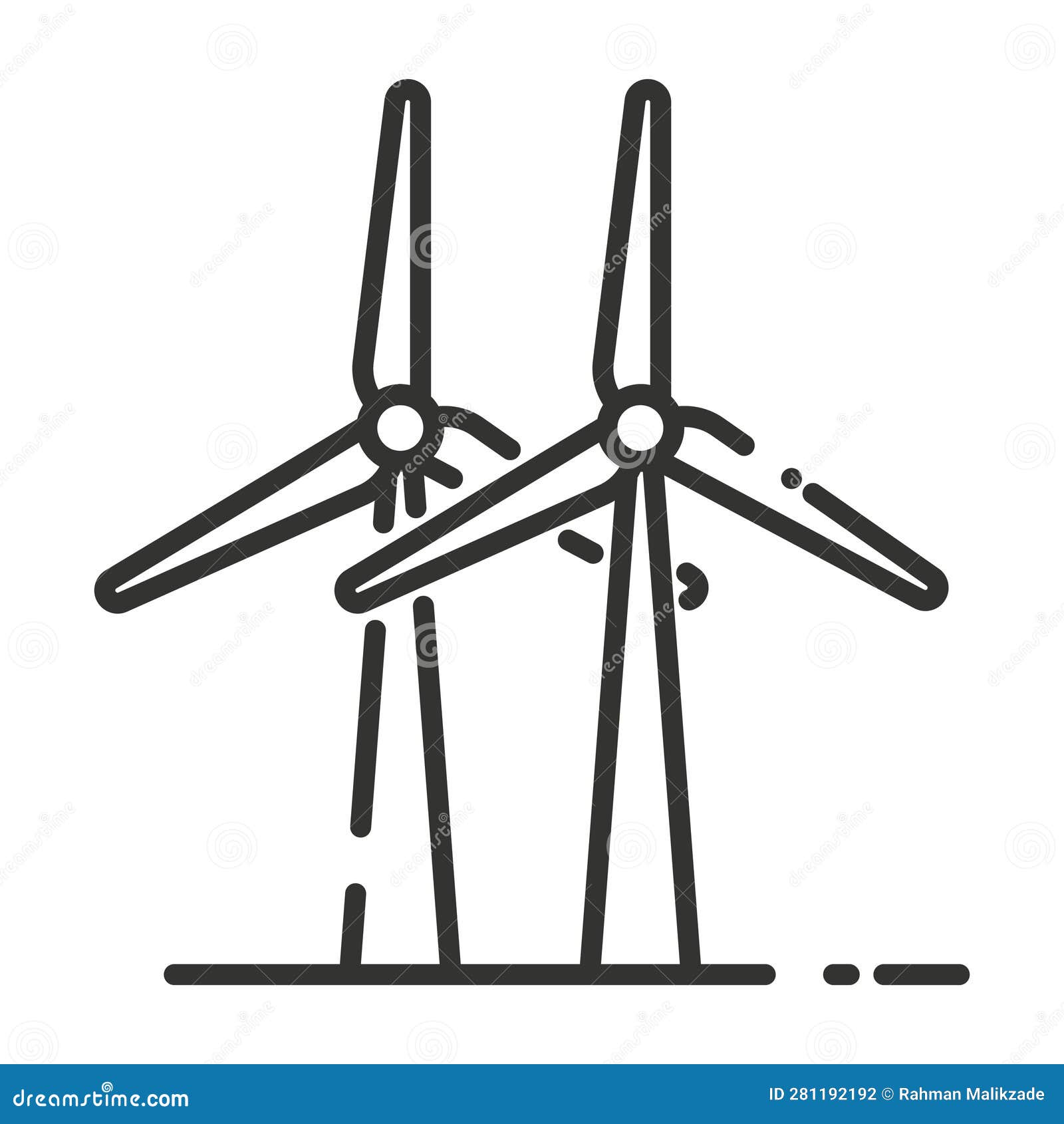Windmill Line, Wind Eco Energy Icon. Rotating Windmill Linear Vector ...