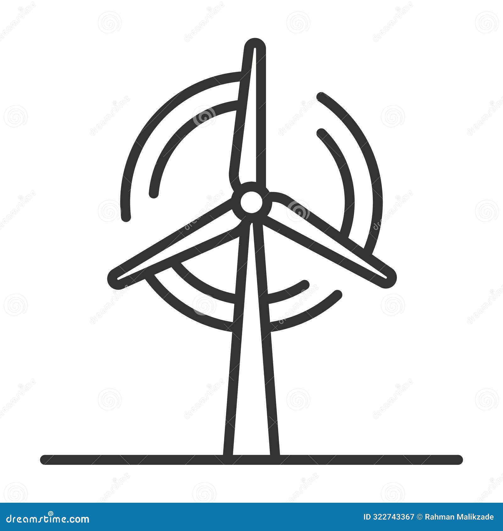 Windmill Line, Wind Eco Energy Icon. Rotating Windmill Linear Vector ...