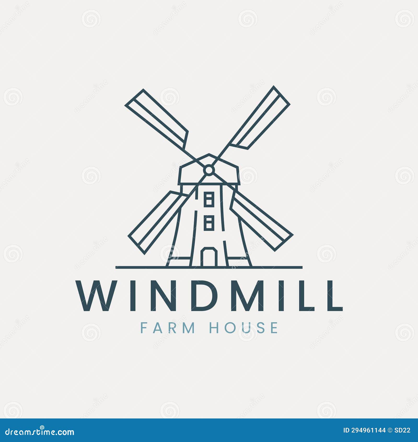 Windmill Linear Logo Set. Eco Friendly Wind Force Sustainable Energy ...