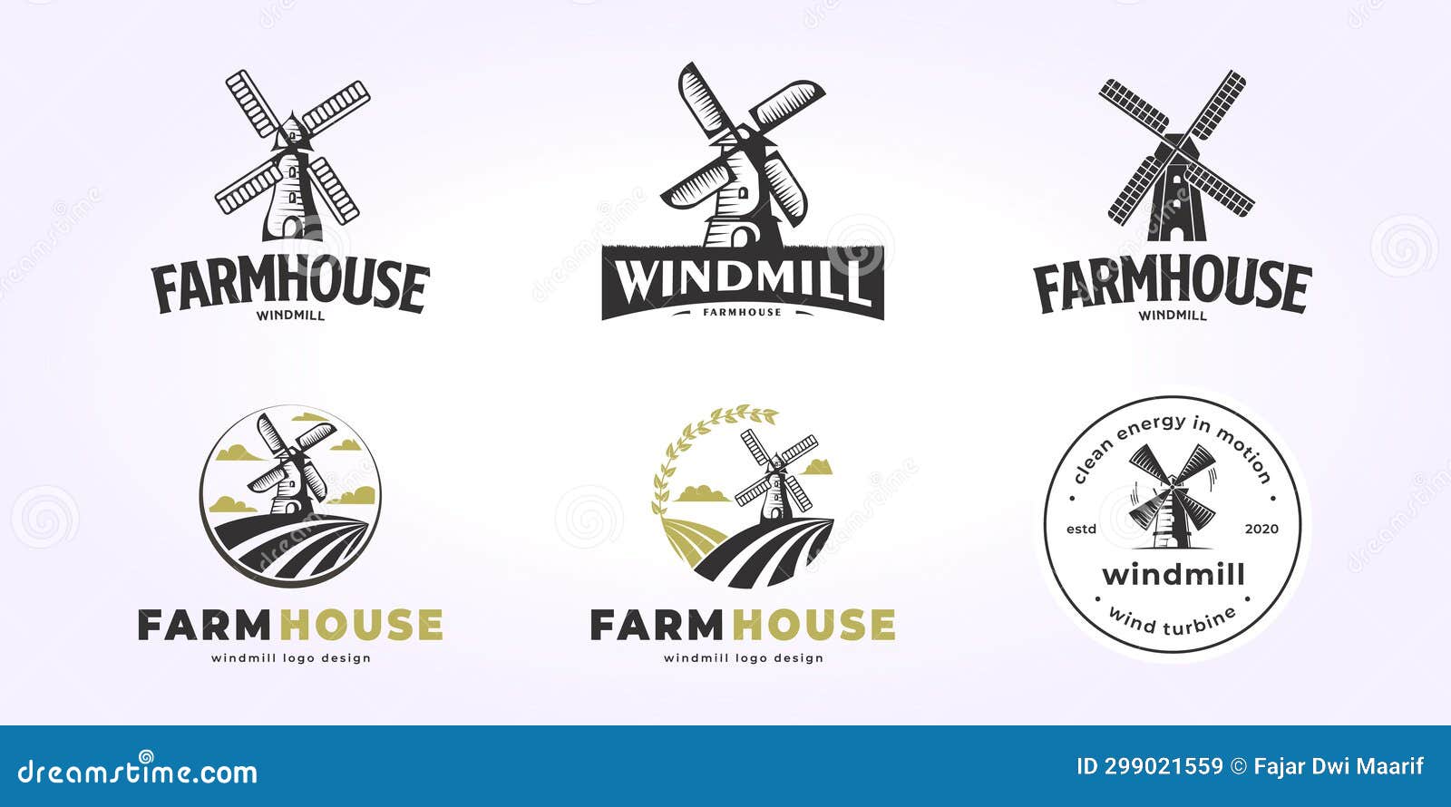 Windmill Logo Design Bundle, Wind Energy Illustration Vector Set ...