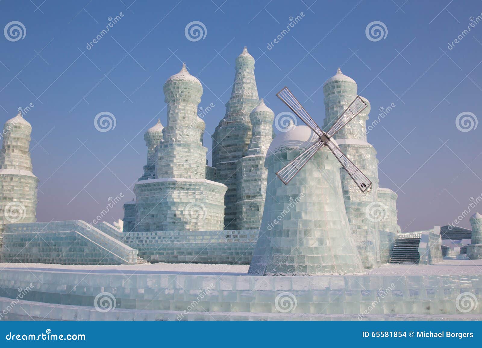 Windmill made from ice editorial stock image. Image of china - 65581854