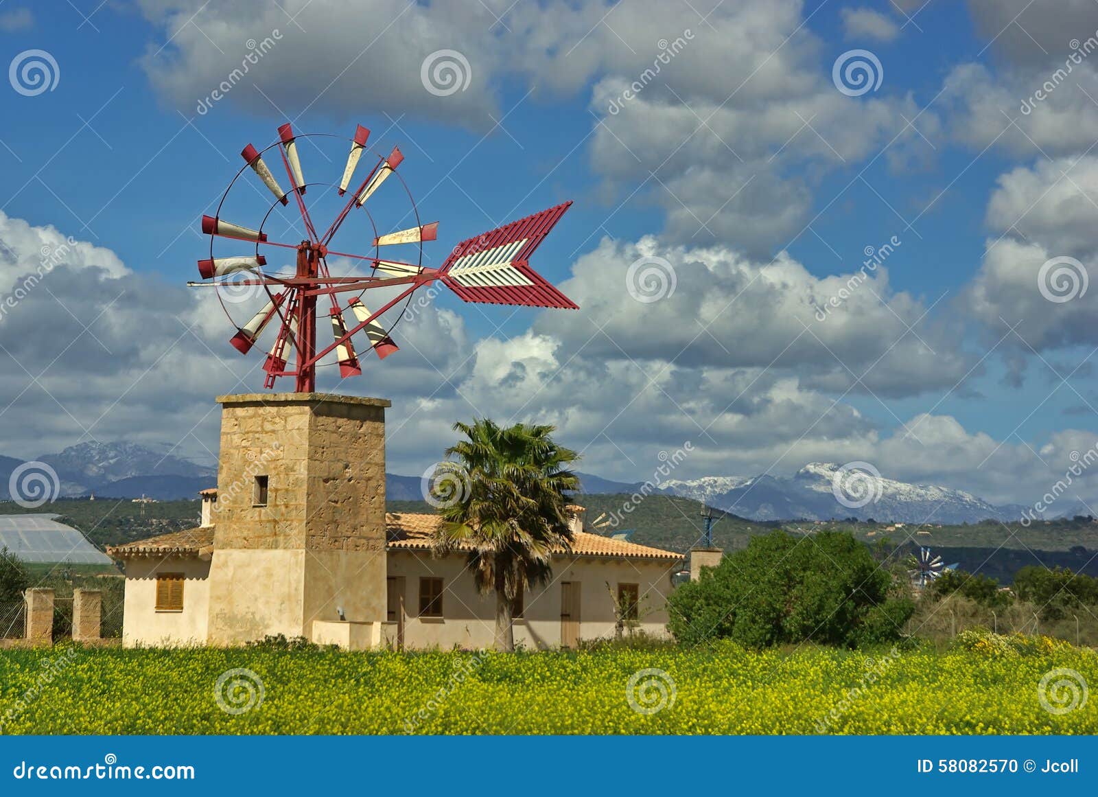 Windmill in Majorca stock photo. Image of color, europe - 58082570