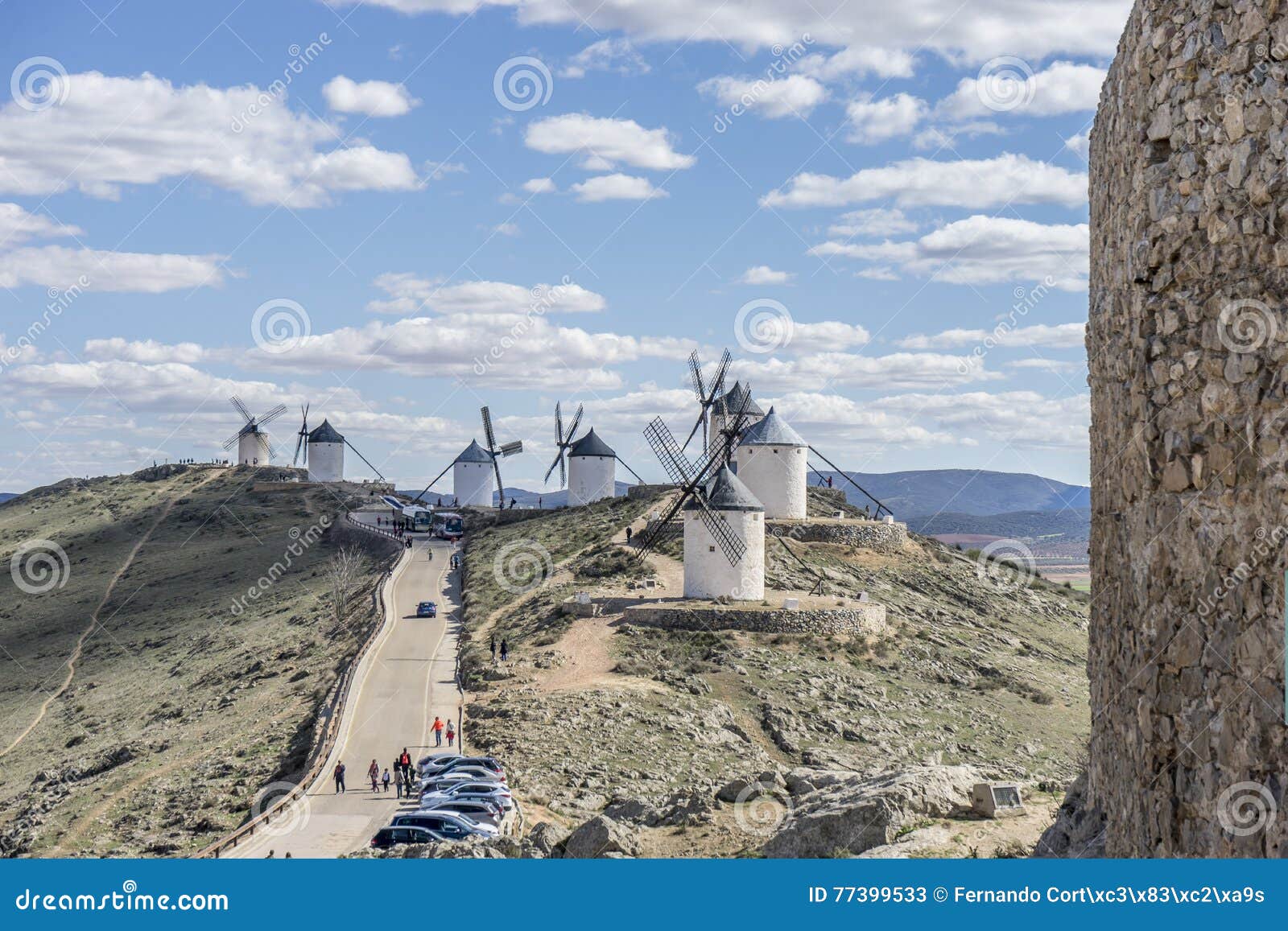 Windmill, Medieval Castle Town of Consuegra in Toledo, Spain Editorial ...