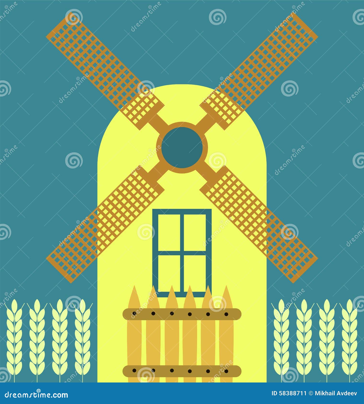 Windmill modern stock vector. Illustration of agriculture - 58388711