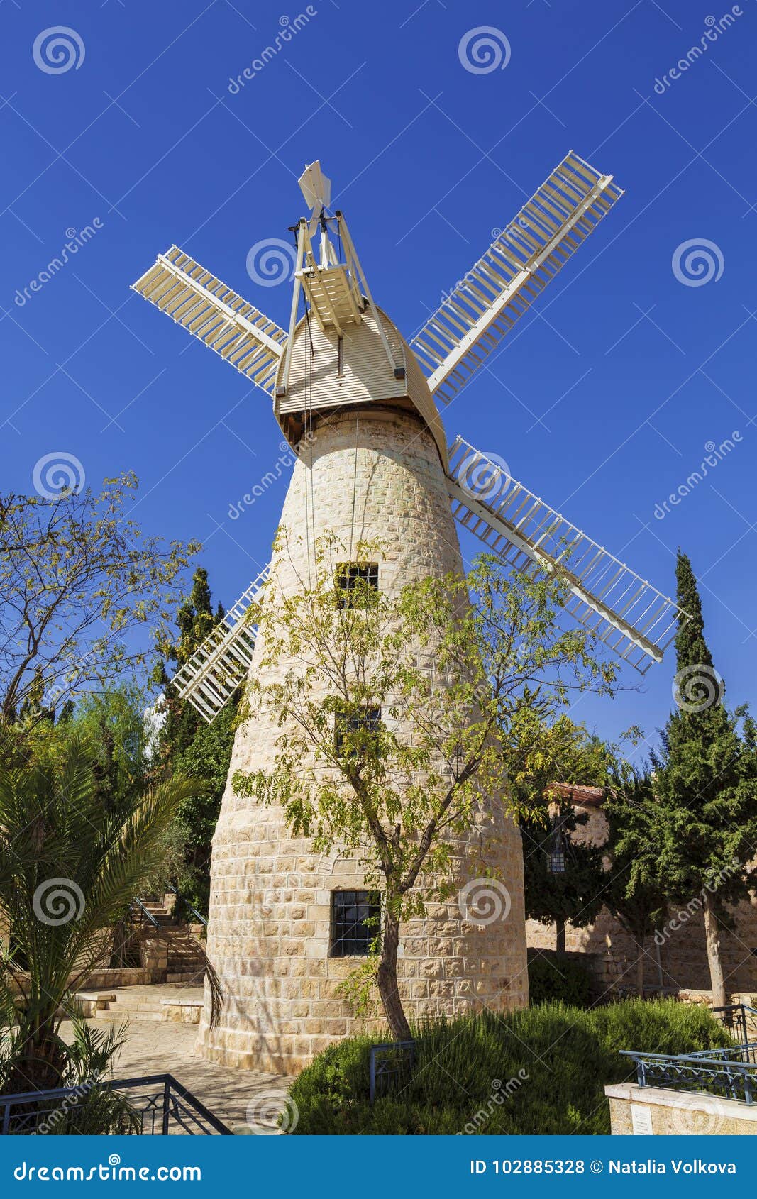 The Windmill of Montefiore. Jerusalem Stock Photo - Image of tourism ...