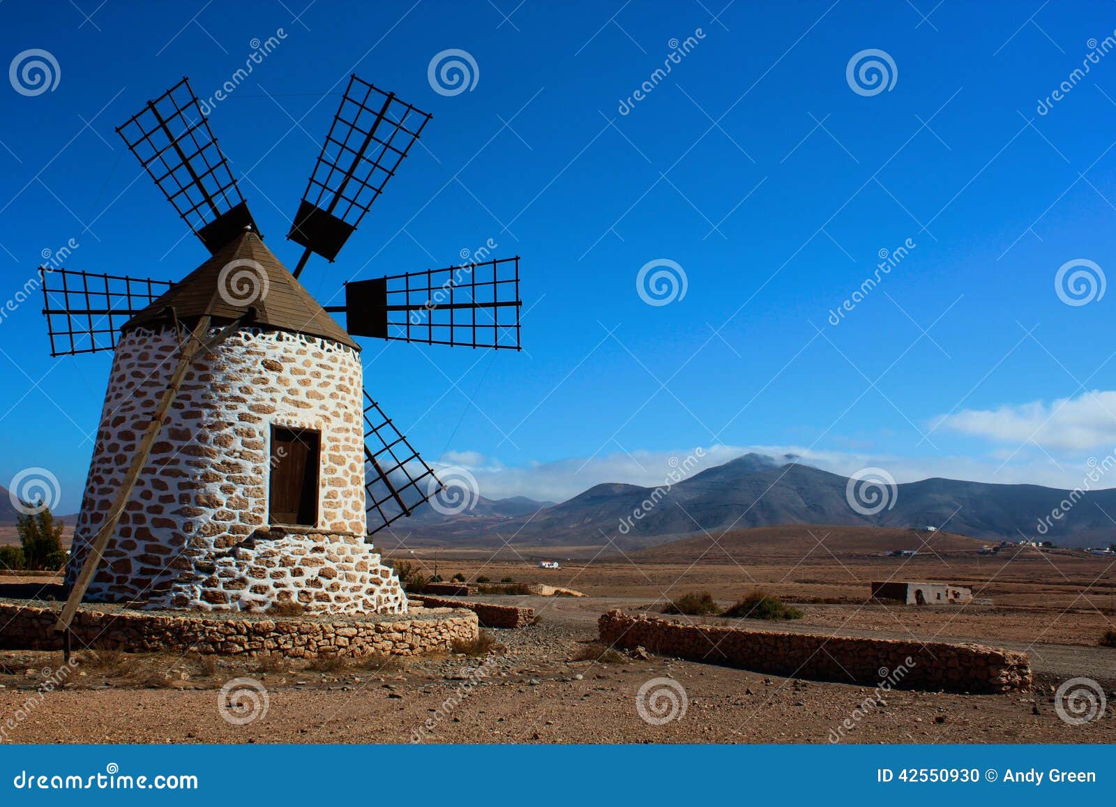 Windmill stock photo. Image of mountains, blue, stone - 42550930