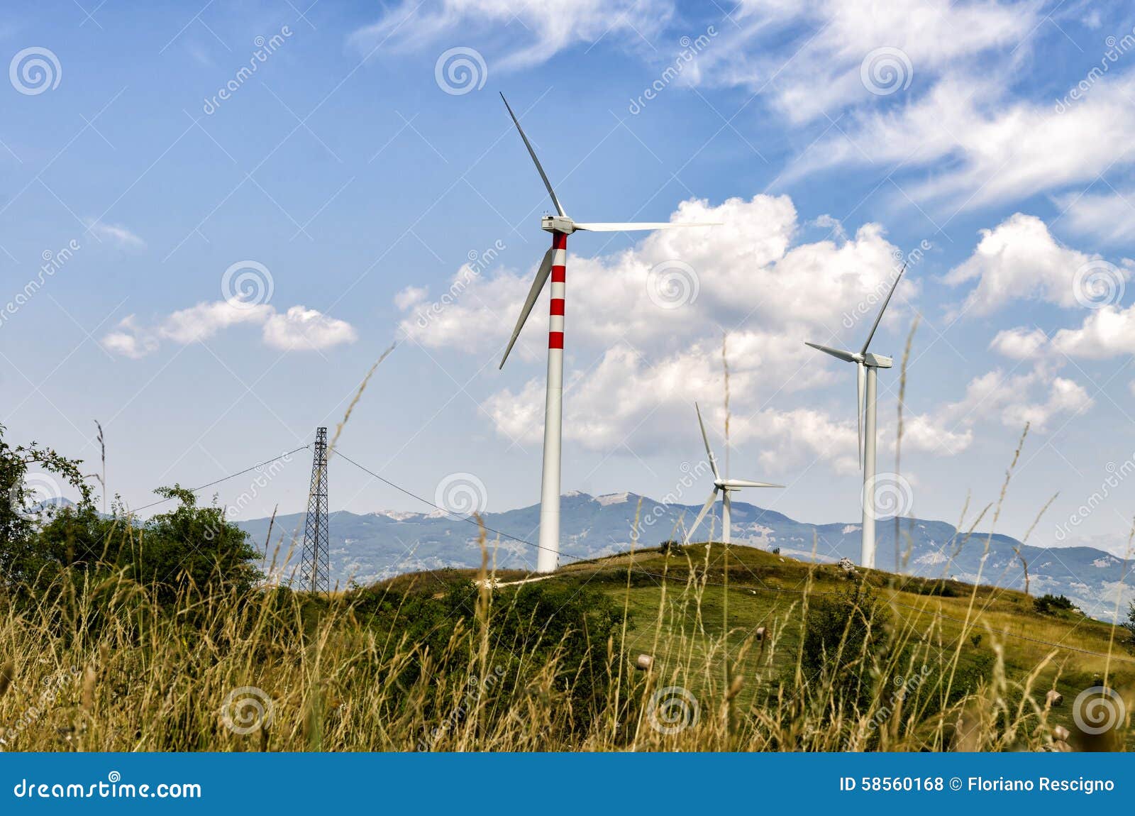 Windmill in mountain stock photo. Image of energy, field - 58560168