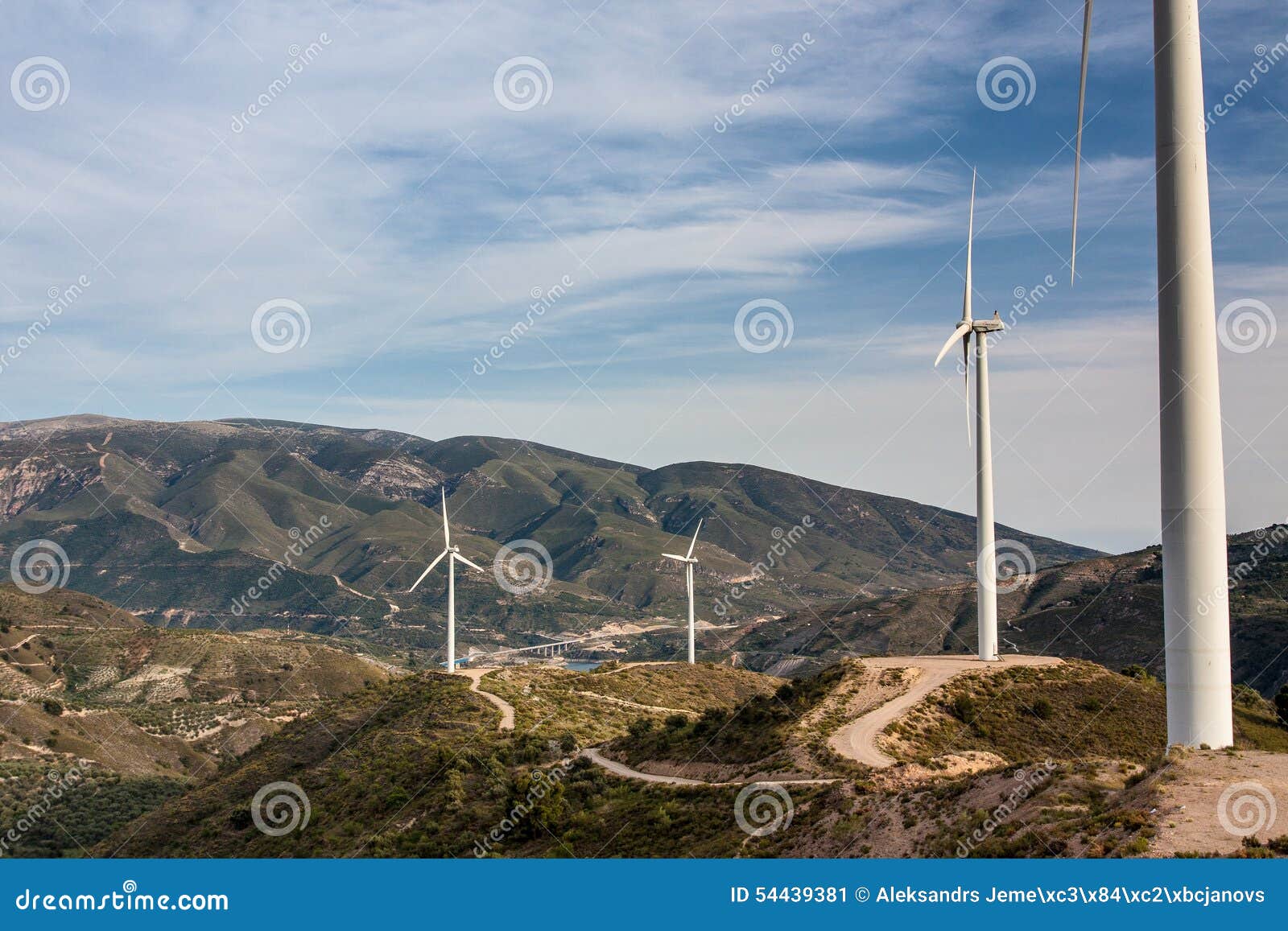 Windmill in mountains stock image. Image of propeller - 54439381