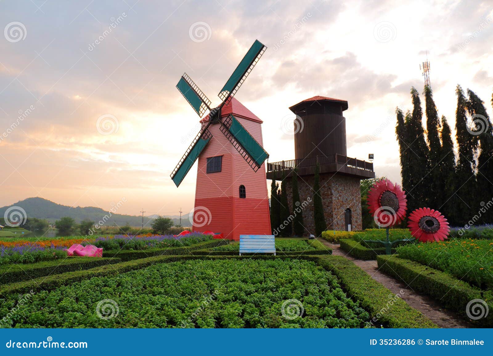 The Windmill stock photo. Image of pink, people, farm - 35236286