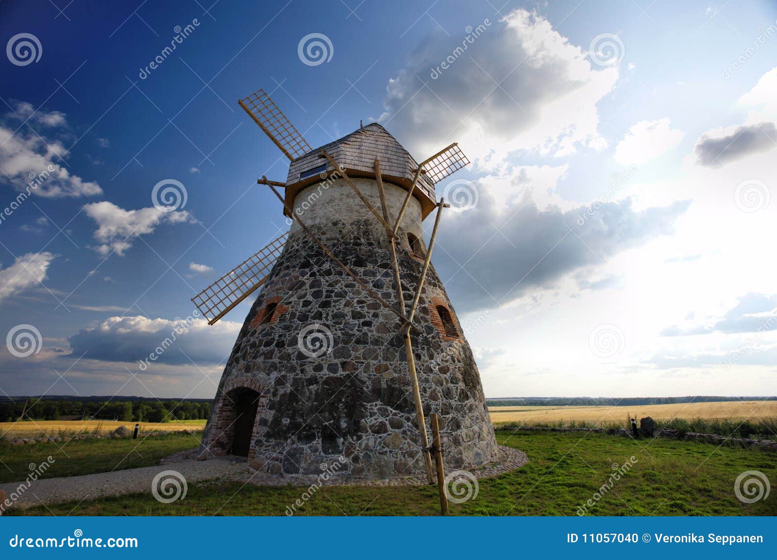 Windmill near rye fields stock photo. Image of growth - 11057040