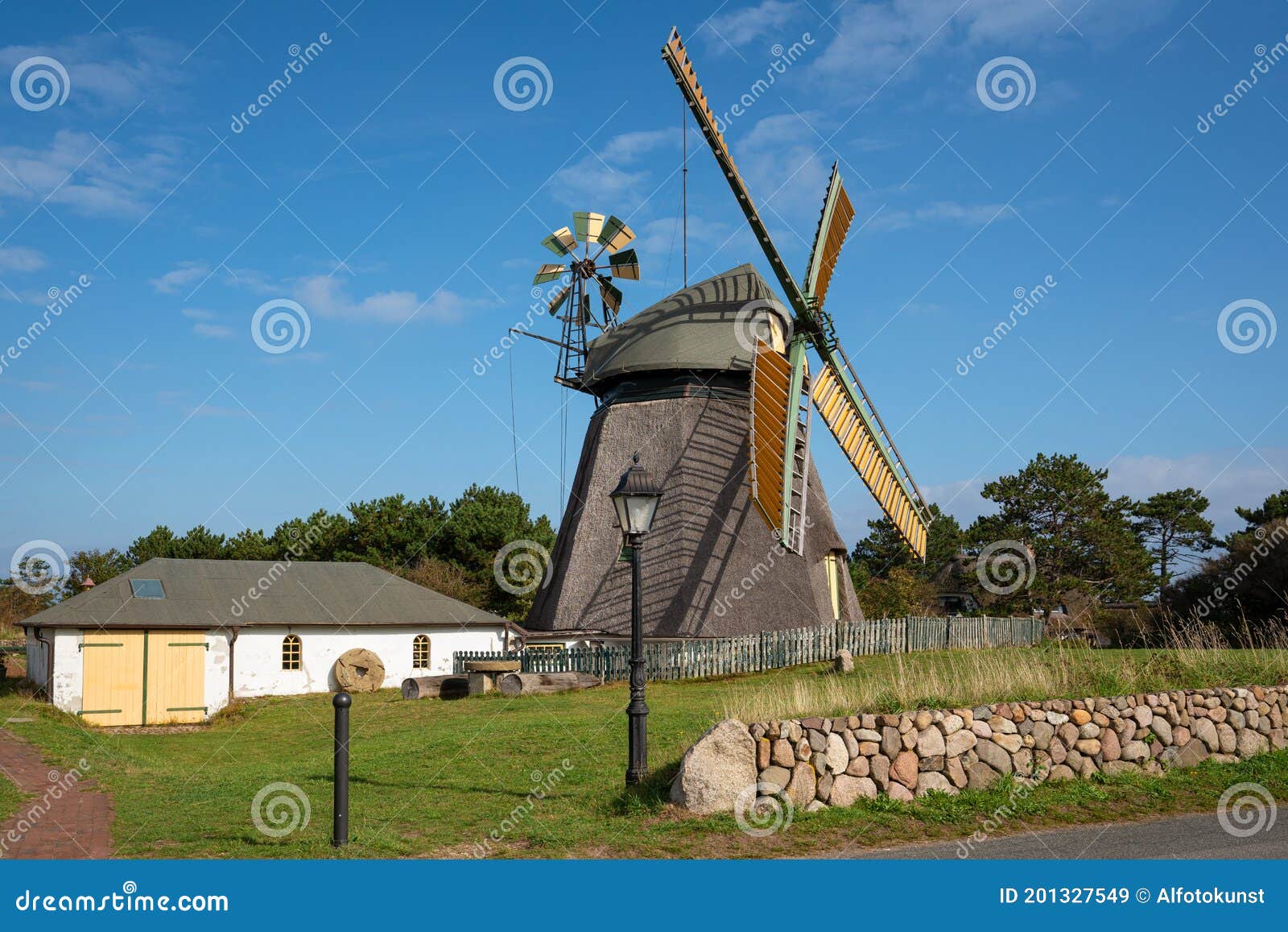 Windmill, Nebel, Amrum, Germany Stock Image - Image of tourism ...