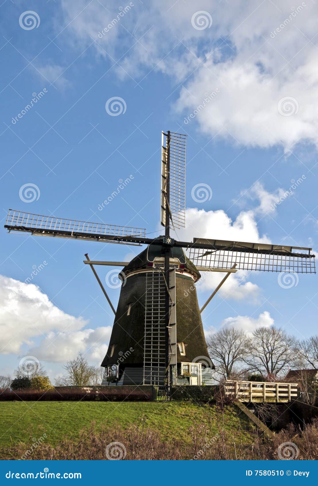 Windmill in the Netherlands Stock Photo - Image of landmark, dutch: 7580510