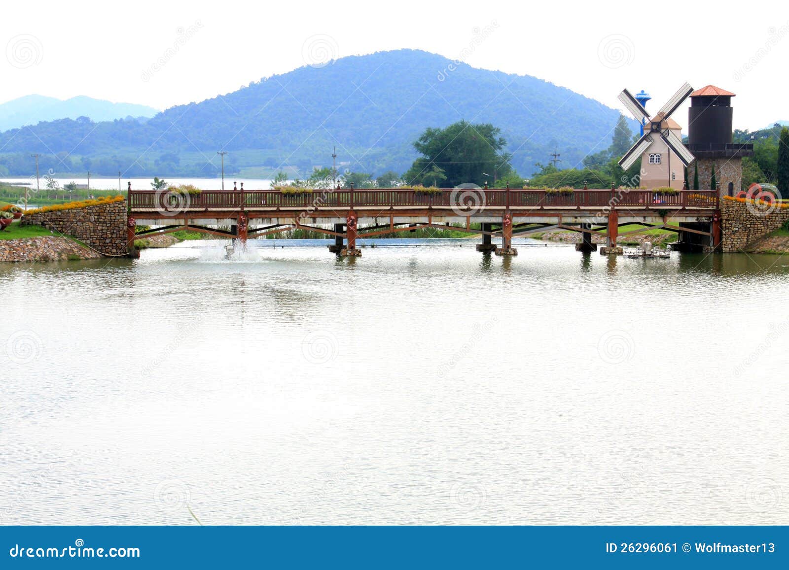Windmill Netherlands Style in Flower Gar Stock Image - Image of ...