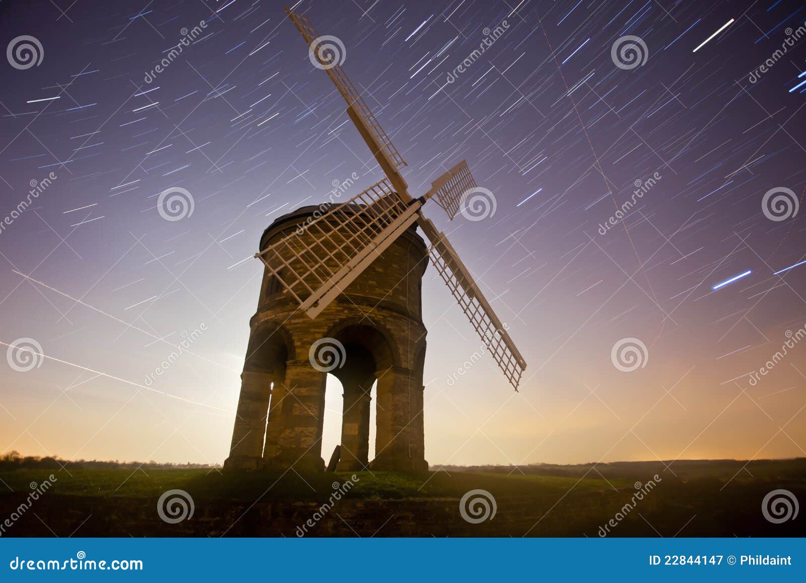 Windmill at night stock image. Image of stone, exposure - 22844147
