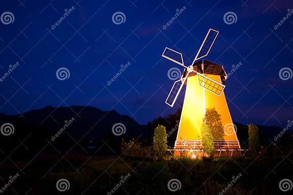 Windmill at night stock photo. Image of nature, historical - 27718426