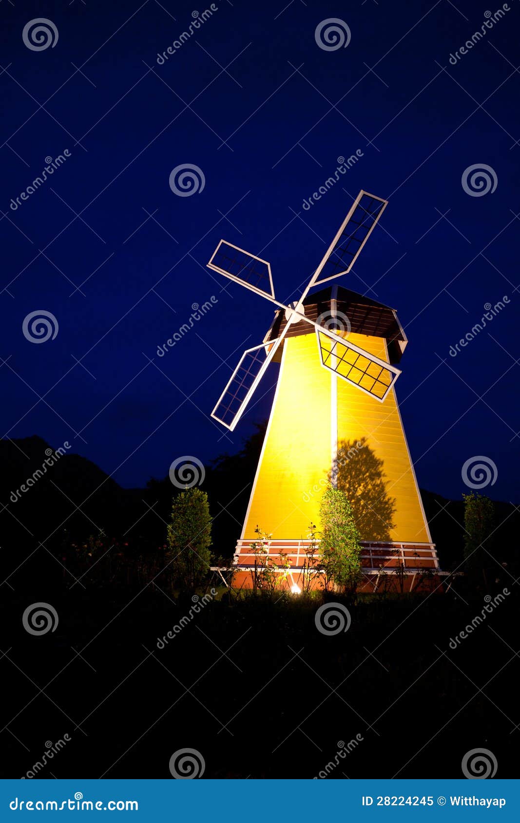 Windmill at night stock image. Image of twilight, sunset - 28224245