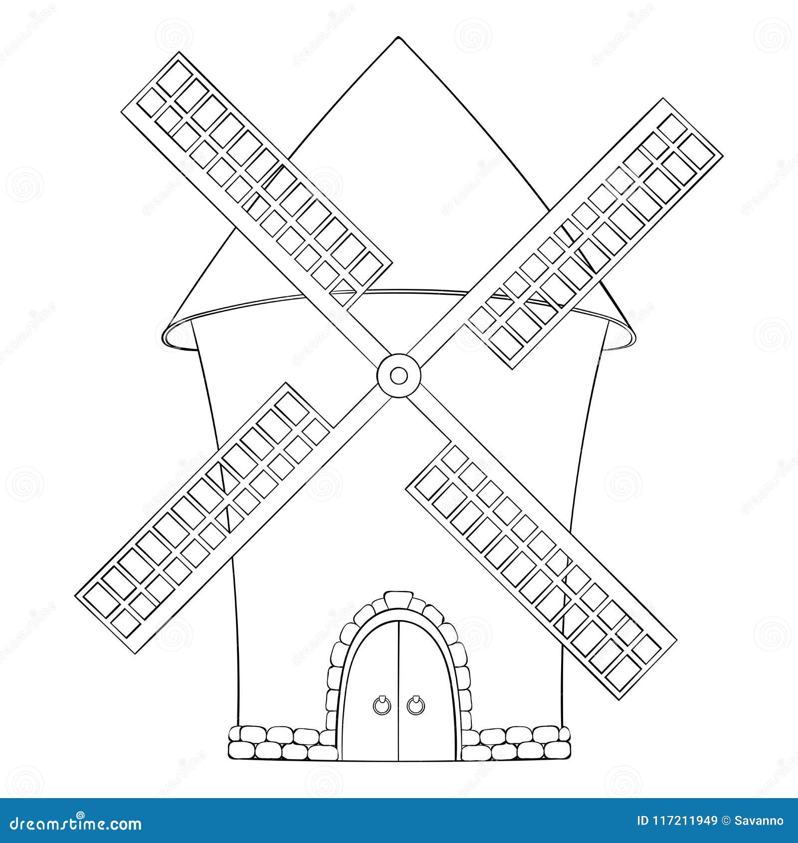 Windmill. Outline Vector Illustration Stock Vector - Illustration of ...