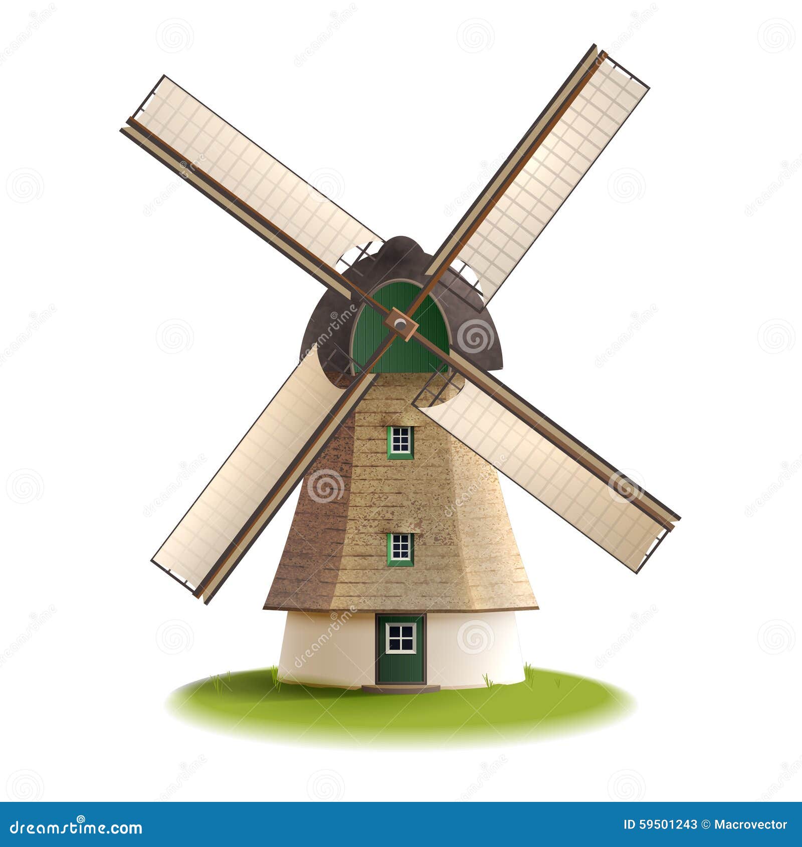 Windmill Painted Color Concept Stock Vector - Illustration of retro ...