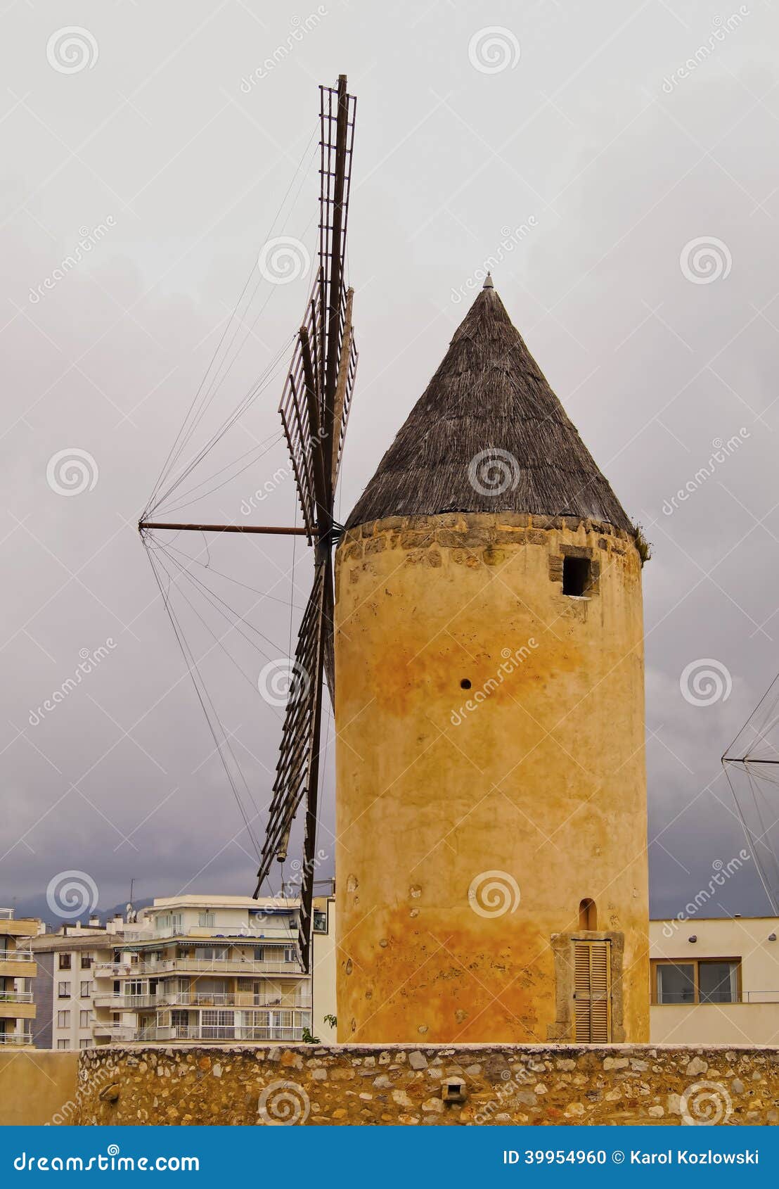 Windmill in Palma of Majorca Stock Photo - Image of natural, downtown ...