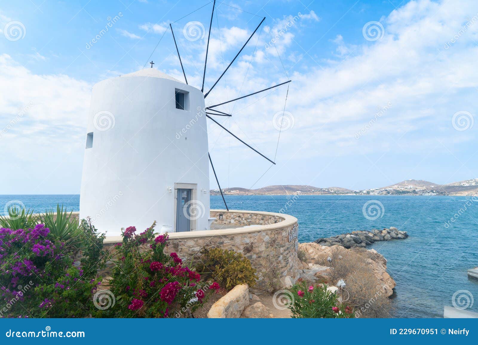 Windmill of Paros island stock image. Image of waterfront - 229670951