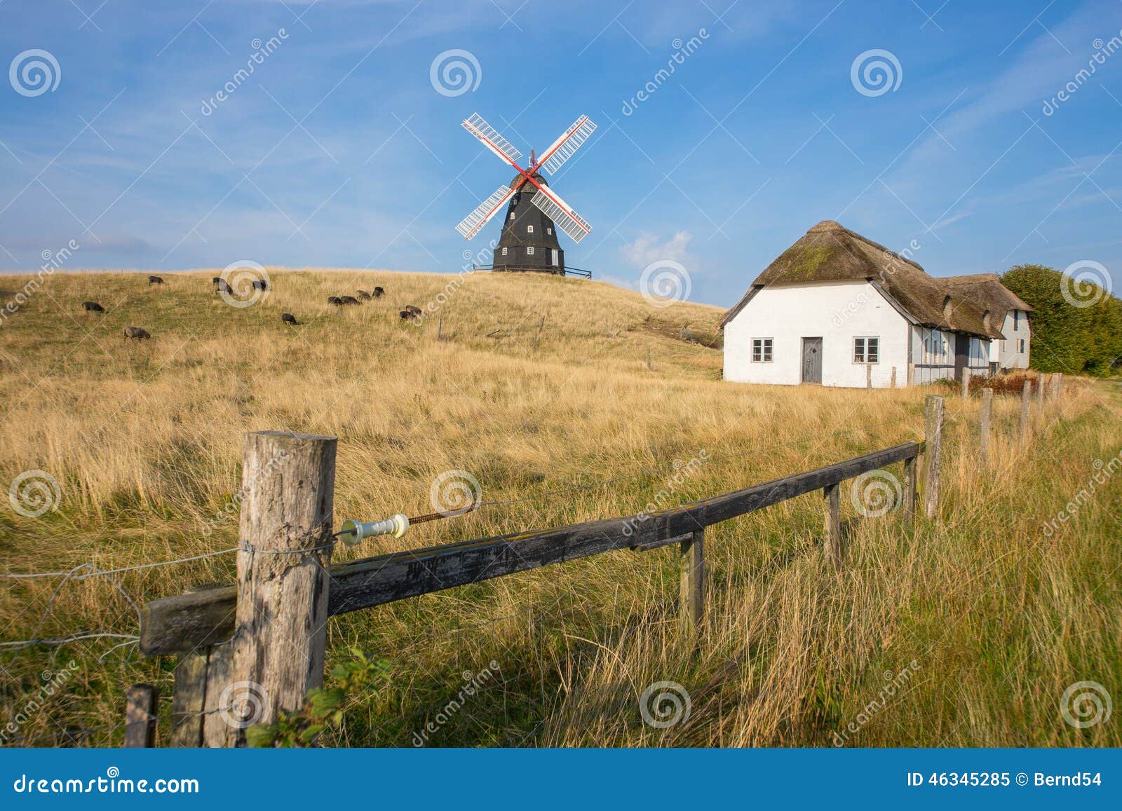 Windmill on the pasture stock image. Image of ecology - 46345285