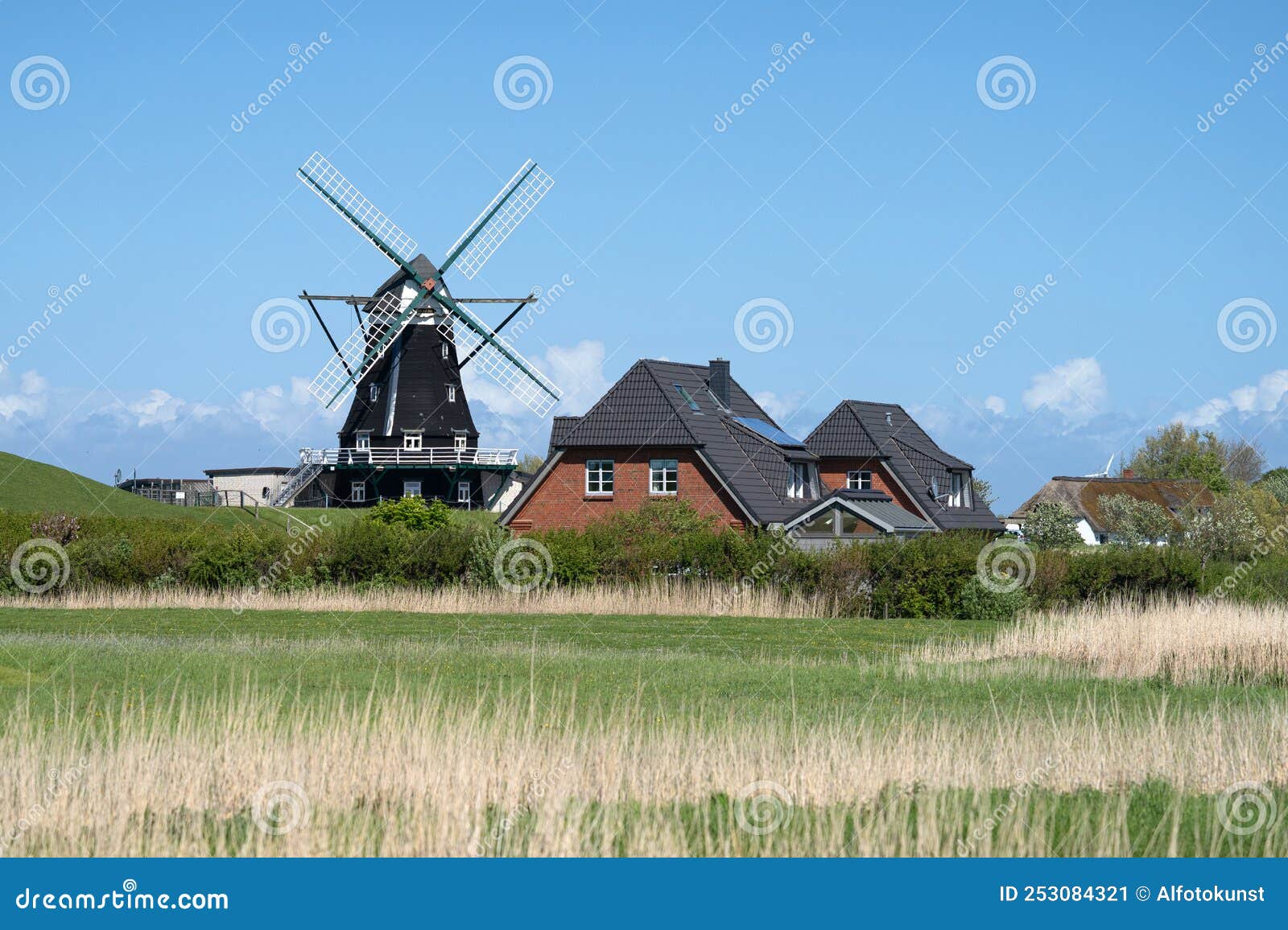 Windmill, Pellworm, Germany Stock Image - Image of nature, landmark ...