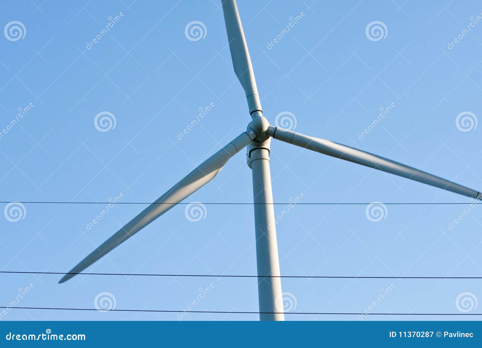Windmill and powerlines stock image. Image of blue, network - 11370287