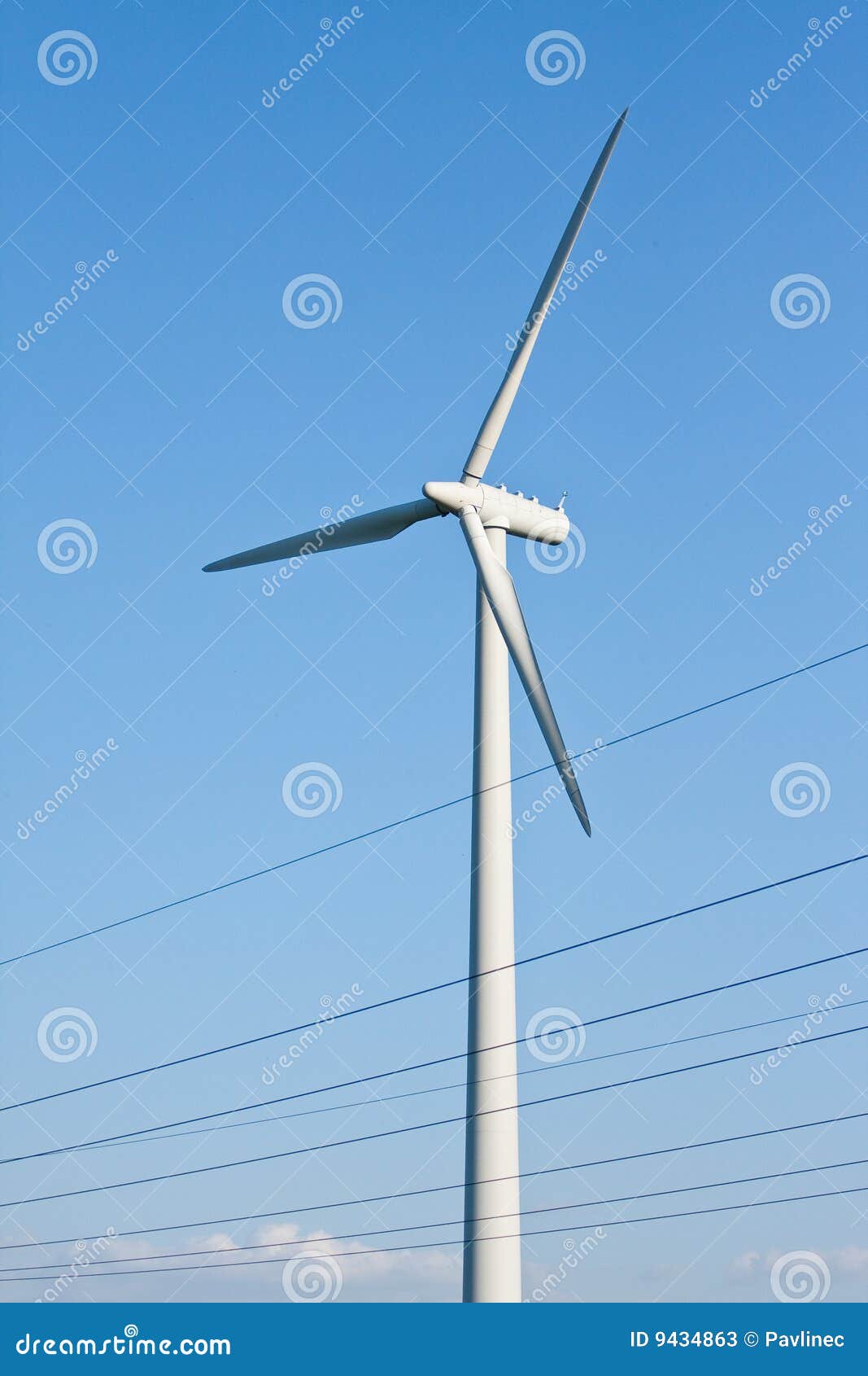 Windmill and powerlines stock image. Image of environment - 9434863