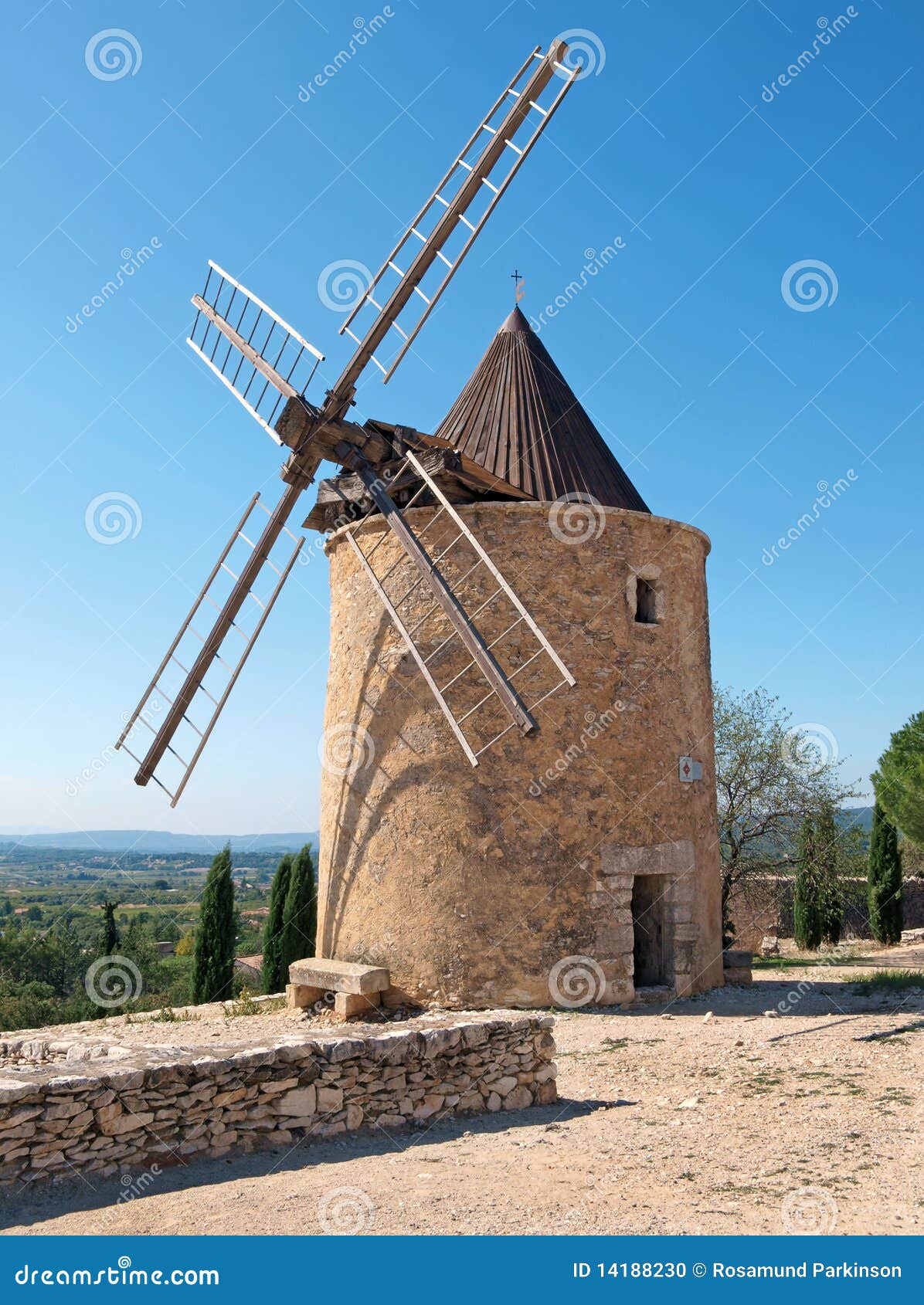 Windmill in Provence stock photo. Image of rosamund, power - 14188230