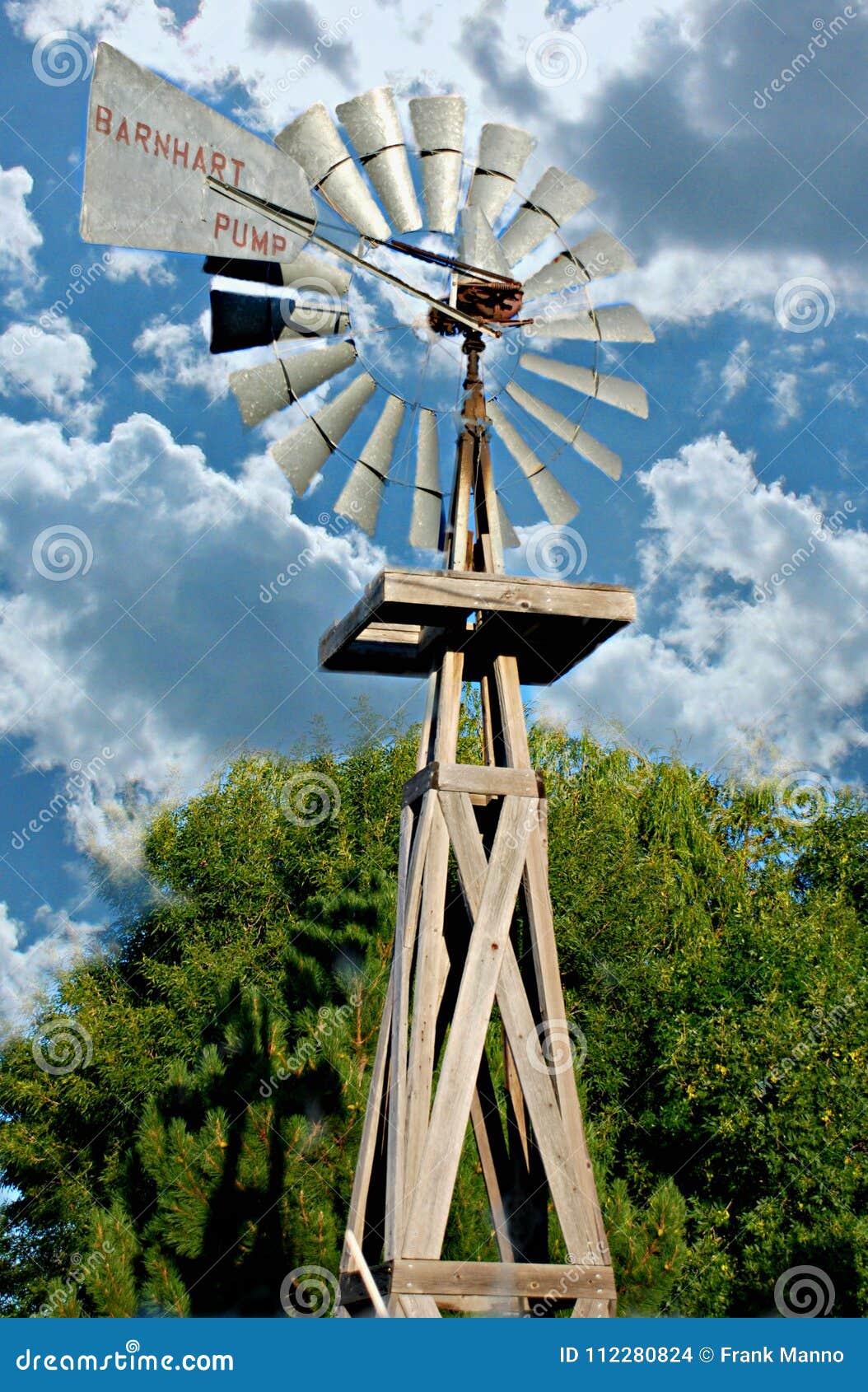 Windmill Pump Against a Cloudy Sky and Trees Editorial Stock Image ...