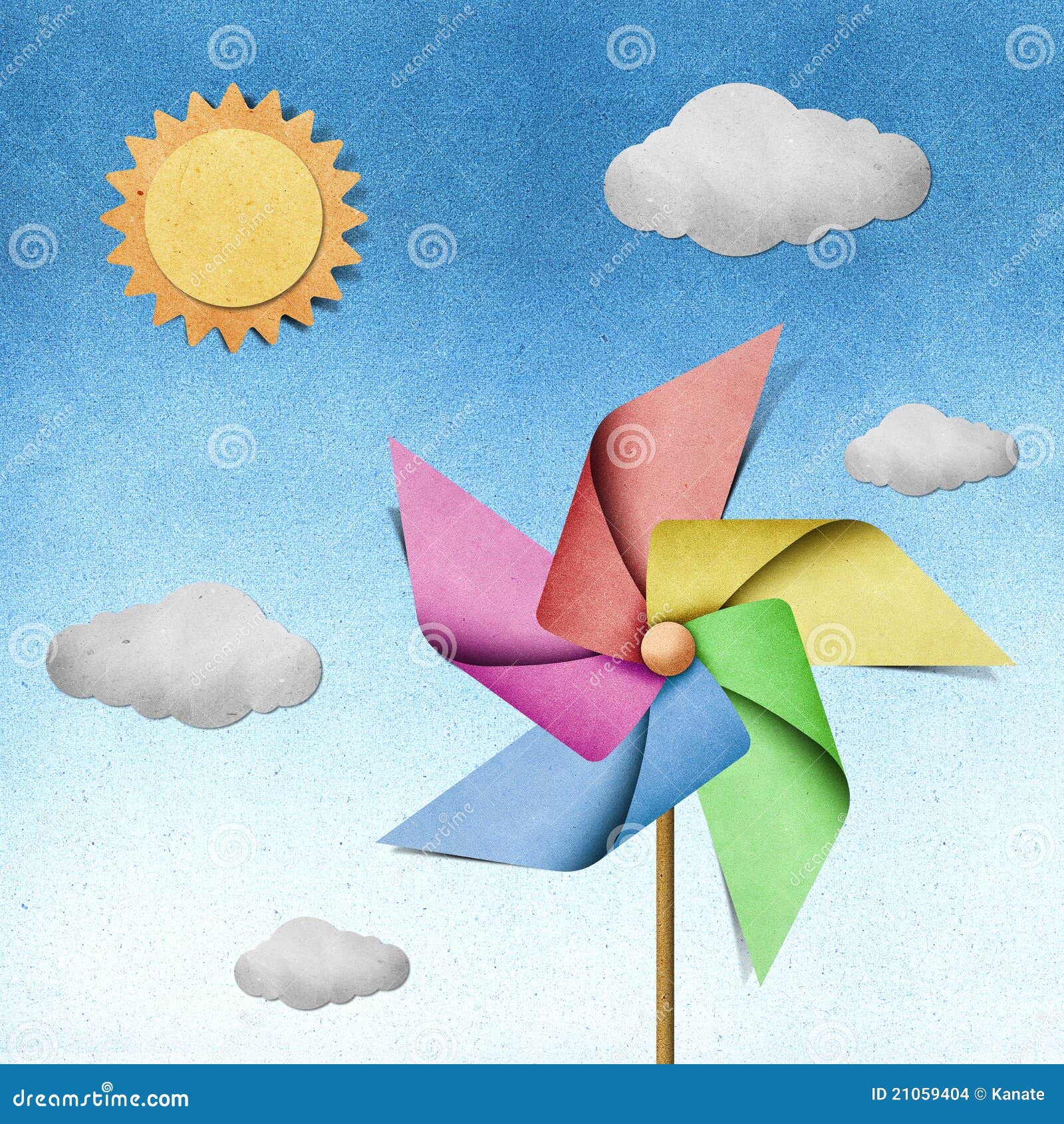 Windmill Recycled Papercraft Royalty-Free Stock Image | CartoonDealer ...